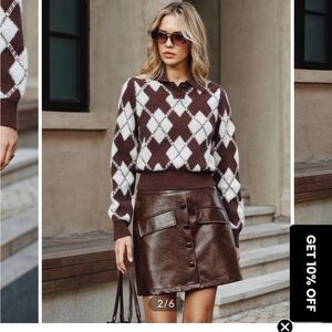Commense | Skirts | Commense Dark Brown Buttoned Mini Skirt | Poshmark